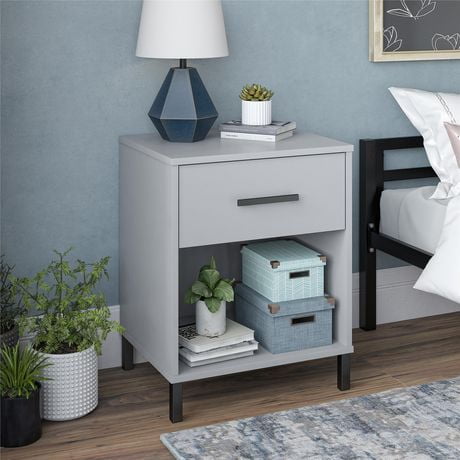 Click here for Ameriwood Home Brewer Nightstand  White Gray prices