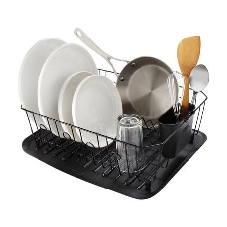 Rubbermaid Large Black Deluxe Dish Drainer Set | Walmart Canada