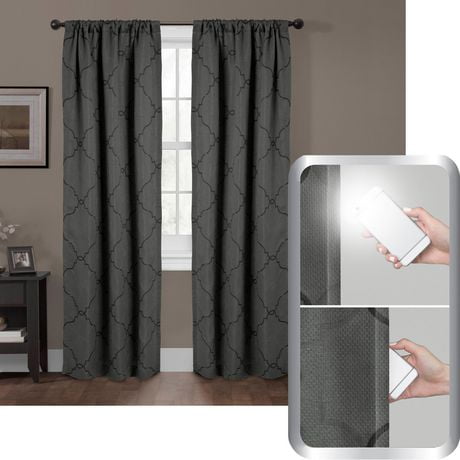 Harris 100 Percent Blackout Moroccan Tile Window Curtain Panel, 40 ...