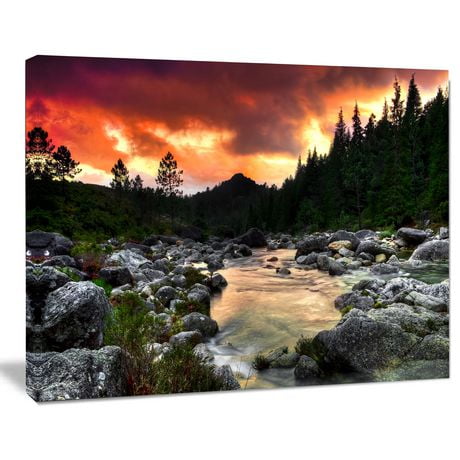 Click here for Design Art Rocky Mountain River At Sunset Extra La... prices