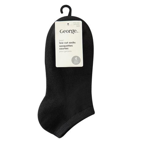 Click here for George Boys 4 Pack Low-Cut Socks Black 3-9 prices