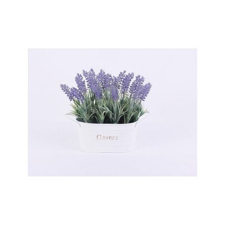 Lerman Decor Artificial lavender in white metal container - Walmart.ca