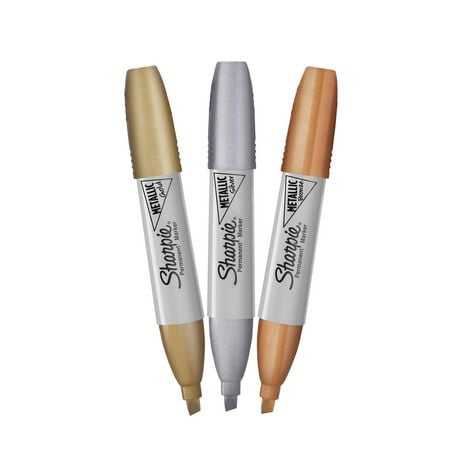 Sharpie Metallic Permanent Markers, Chisel Tip, Assorted Colors, 3 ...