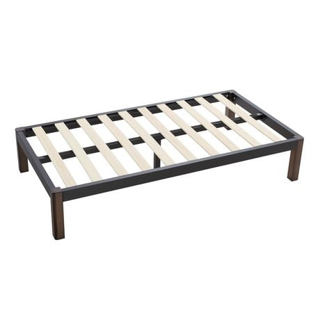 Click here for Mainstays Metal Bed Frame With Wood Legs  Black  T... prices