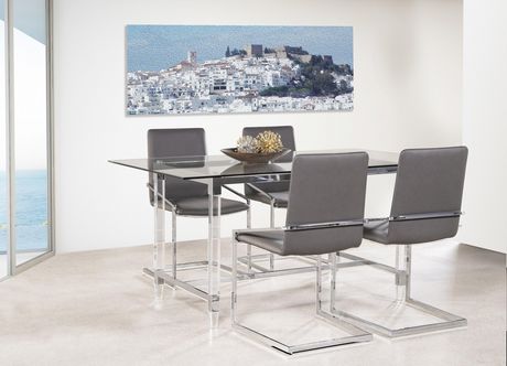 Click here for Topline Home Furnishings Transparent 5Pc Dining Se... prices