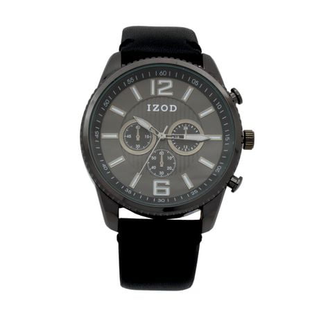 Izod Easy Read Analog black Leather Strap Watch | Walmart Canada