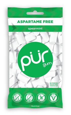 PUR Gum Sugar Free Chewing Gum with Xylitol - Natural Spearmint Flavour ...