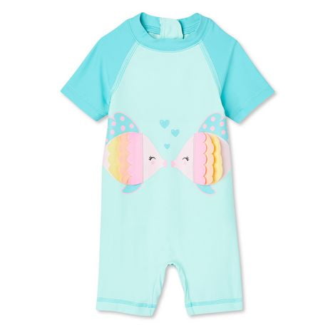 Click here for George Baby Girls Short Sleeve Rash Guard Swimsuit... prices