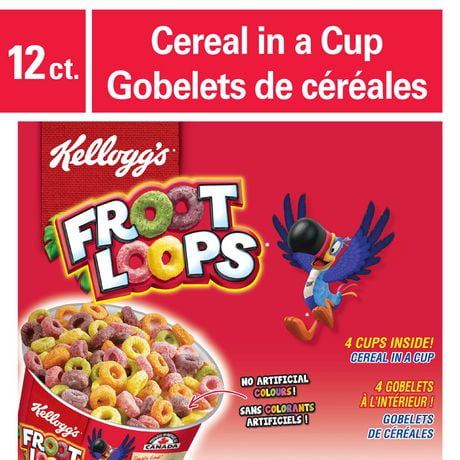 Froot Loops Kellogg's Froot Loop Cereal, Cereal in A Cup, 53g, 12 Count ...