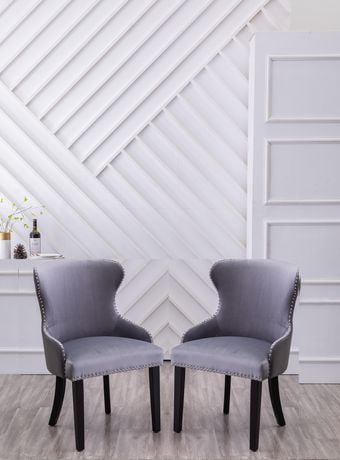 Click here for K-Living Lando Fabric Accent Chairs With Silver Na... prices