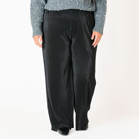 Devoted Women’s Plus size Pleated wide leg pant with elastic waist ...