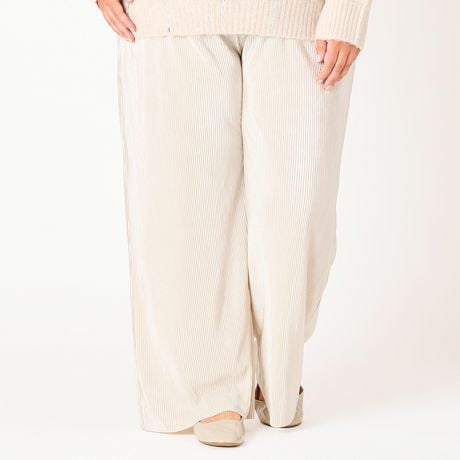 Devoted Women’s Plus size Pleated wide leg pant with elastic waist ...