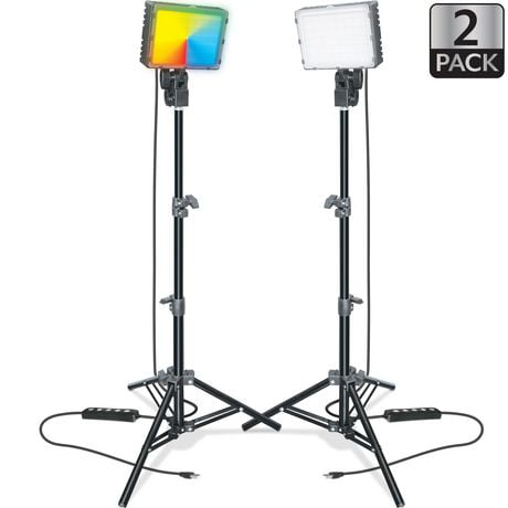 Bower 2-Pack Content Creator LED Light Kit Features RGB, White Light ...
