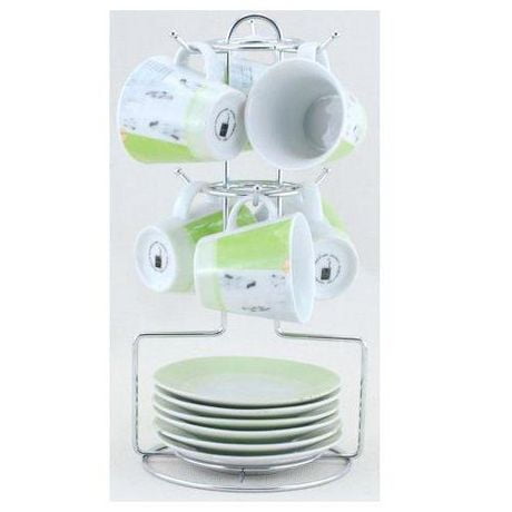 Executive Series Espresso Cups and Saucer with Stand, Set of 6 - Walmart.ca