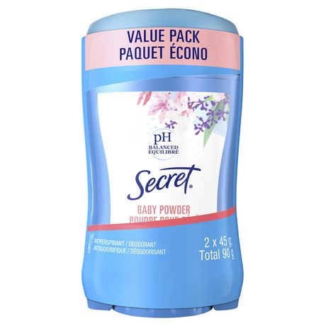 Secret Invisible Solid Antiperspirant and Deodorant, Baby Powder, Twin ...