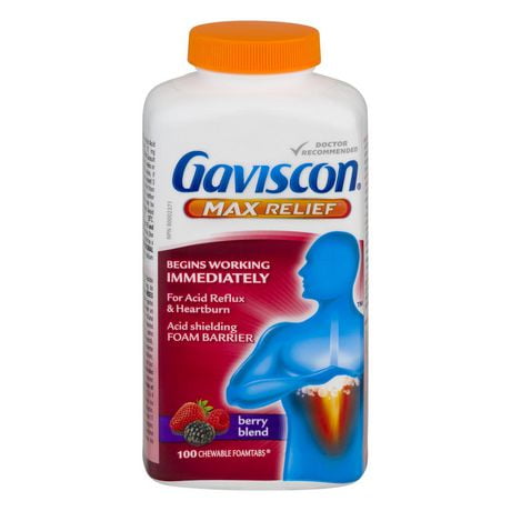 Gaviscon Max Relief Chewable Foamtabs Berry Blend, 100ct, 100ct ...