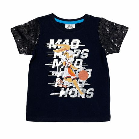 Click here for Space Jam Girls Short Sleeve Sequin Tee Shirt Blac... prices