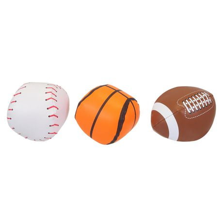 Kid Connection Mini Ball Set- 3''H balls includes baseball, basketball ...