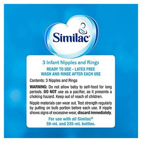 Similac Infant Formula Standard Flow Nipple and Ring, For Use with ...