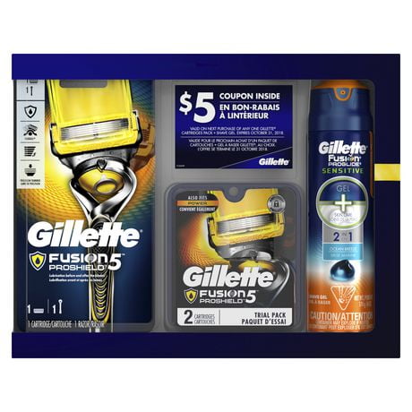 Gillette Fusion Proshield5 Razor, 2 Razor Blade Refills & Fusion ...