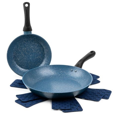 Thyme & Table Non-Stick Fry Pan Set with Protectors, Blue | Walmart Canada