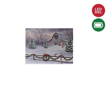LIGHT-UP LED CANVAS - WINTER SCENE, 16IN X 12IN, LIGHT-UP LED CANVAS ...