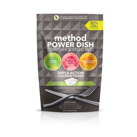 Method Power Dish Dishwasher Detergent Packs, Lemon Mint, 20 Tablets ...