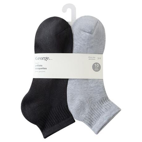 Click here for George Boys 10 Pack Ankle Socks Black 4-10 prices