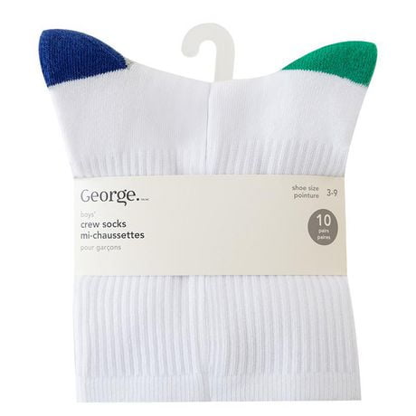 Click here for George Boys 10 Pack Crew Socks White 3-9 prices