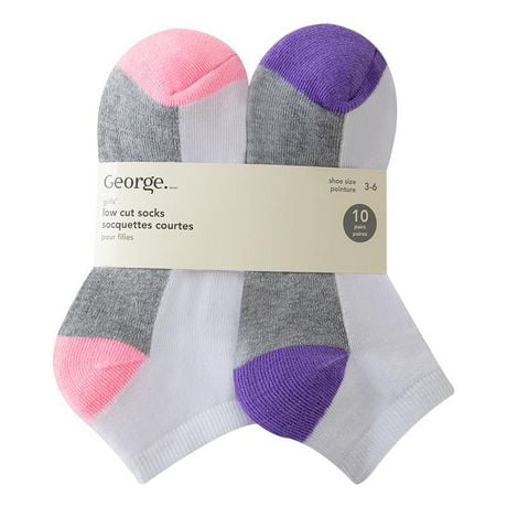 Click here for George Girls 10 Pack Low-Cut Socks White 3-6 prices