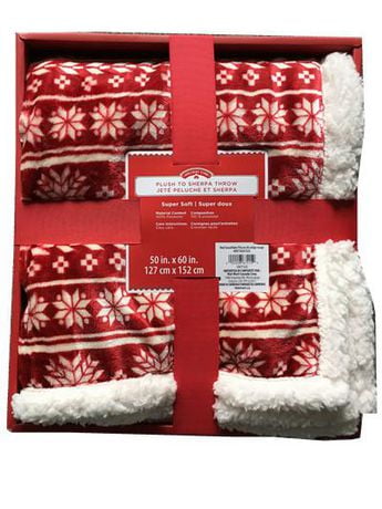 Holiday Time Plush to Sherpa Red Snowflake Throw | Walmart Canada