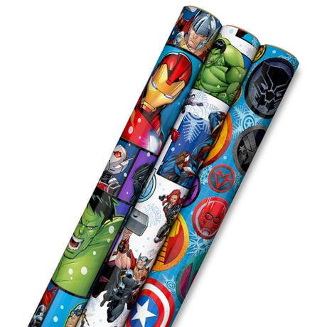 Hallmark Marvel Superheroes Christmas Wrapping Paper Bundle with Cut ...