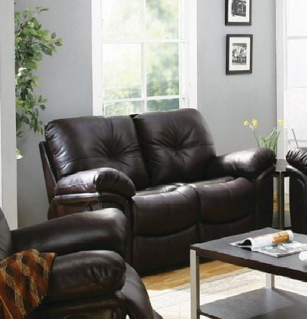 Click here for K-Living Norwich Leather Recliner Loveseat In Choc... prices