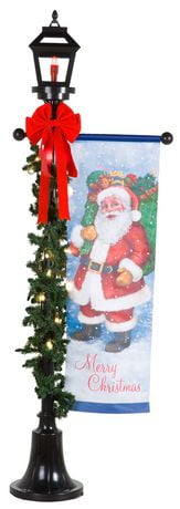Gemmy Industries Holiday Lamp post with Pre-Lit Garland And Santa ...