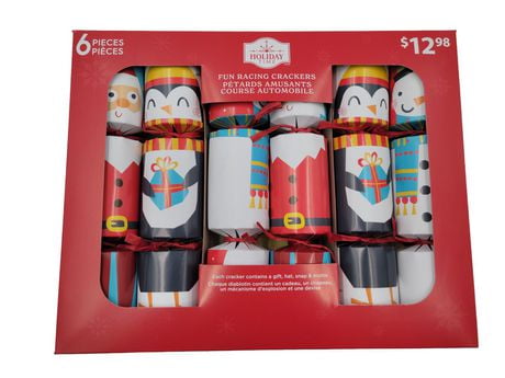 HOLIDAY TIME 6PK X 9.5" FUN RACING CRACKERS, CHRISTMAS CHARACTERS ...