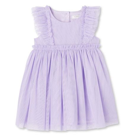 Click here for George Baby Girls Ruffle Glitter Mesh Dress Purple... prices