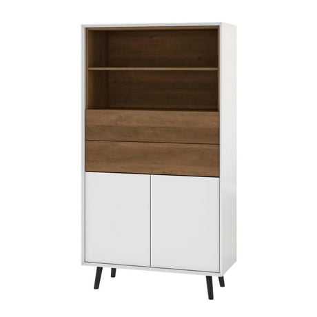 Click here for Bestar Alga 36W Bookcase In White & Walnut Brown W... prices