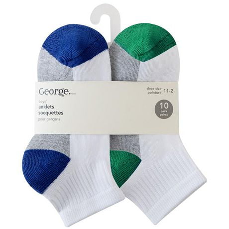 Click here for George Boys 10 Pack Ankle Socks White 11-4 prices