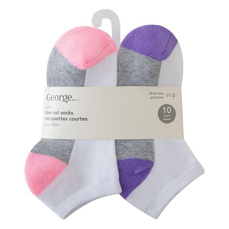 Click here for George Girls 10 Pack Low-Cut Socks White 11-2 prices