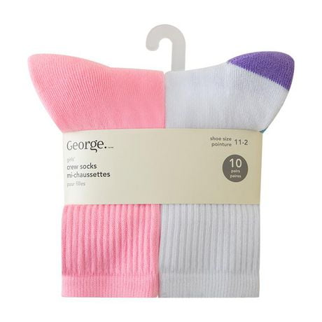 Click here for George Girls 10 Pack Crew Socks White 11-2 prices