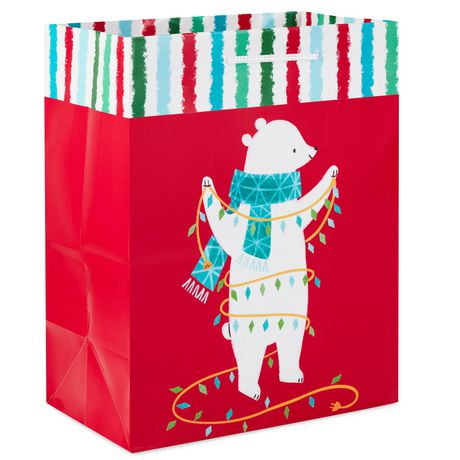 Hallmark Medium Christmas Gift Bag (Polar Bear With Christmas Lights ...