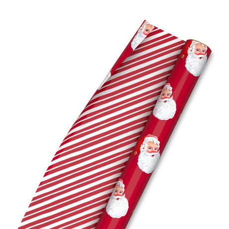 Hallmark Reversible Christmas Wrapping Paper (Vintage Santa and Red ...