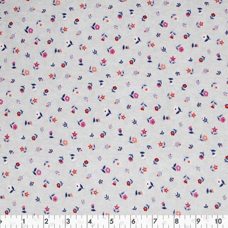 Click here for Fabric Creations Grey With Small Flower Stems Cott... prices
