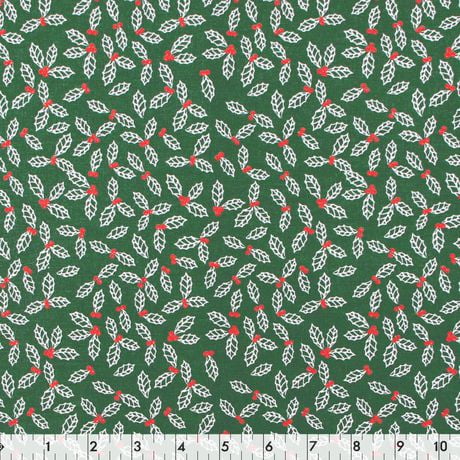 Click here for Fabric Creations Green With White Leaves And Red B... prices