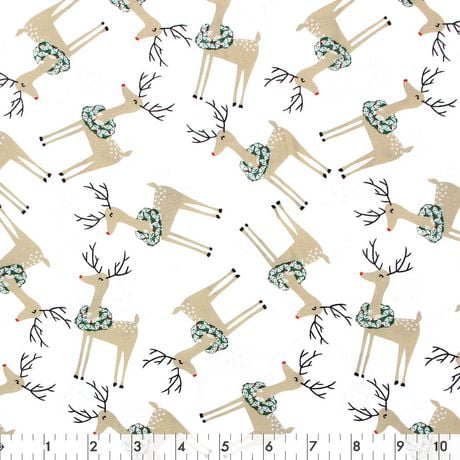 Click here for Fabric Creations White With Tan Christmas Reindeer... prices