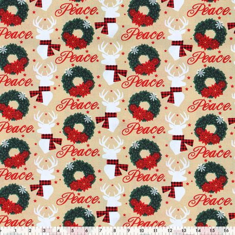 Click here for Fabric Creations Tan With Christmas Wreaths  Reind... prices