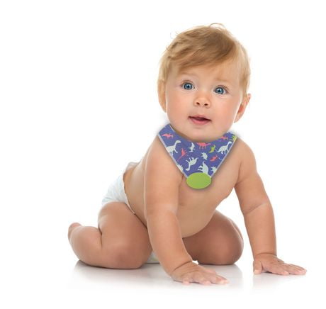 Click here for Petite Creations Teether Bib - Dinosaurs Blue prices