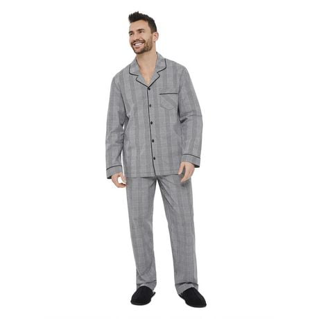 Click here for George Mens Notch Collar Pajamas 2-Piece Set Black... prices