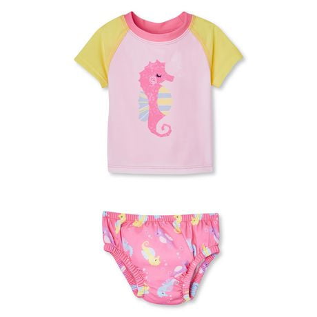 Click here for George Baby Girls Diaper Two-Piece Swim Set Pink 3... prices