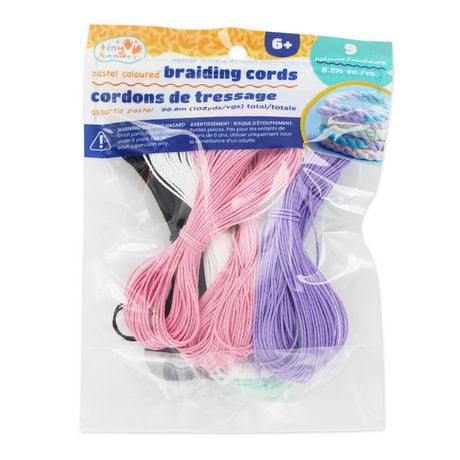 TINY HANDS Braiding Cords, Pastel, 9 Colours, 98.8m (108yds) total, Age ...
